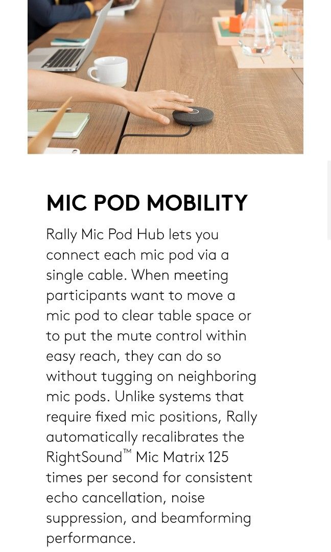 Logitech Rally Mic Pod Hub, Video Conferencing, Conference Room, Audio ...