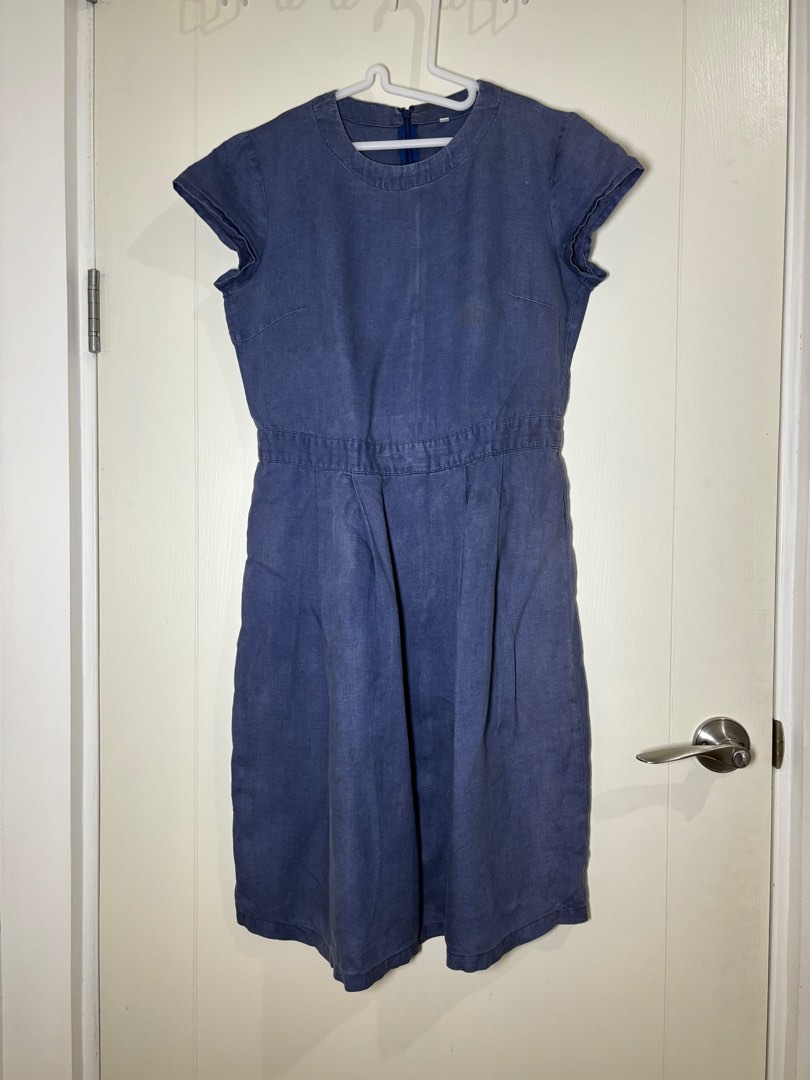 Muji 100% Linen Dress, Women's Fashion, Dresses & Sets, Dresses on Carousell