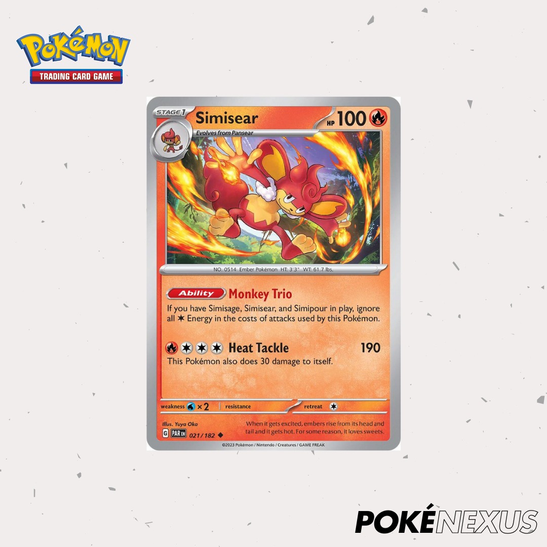 Pokemon Scarlet & Violet - Paradox Rift - Simisear - 021/182 - Uncommon ...