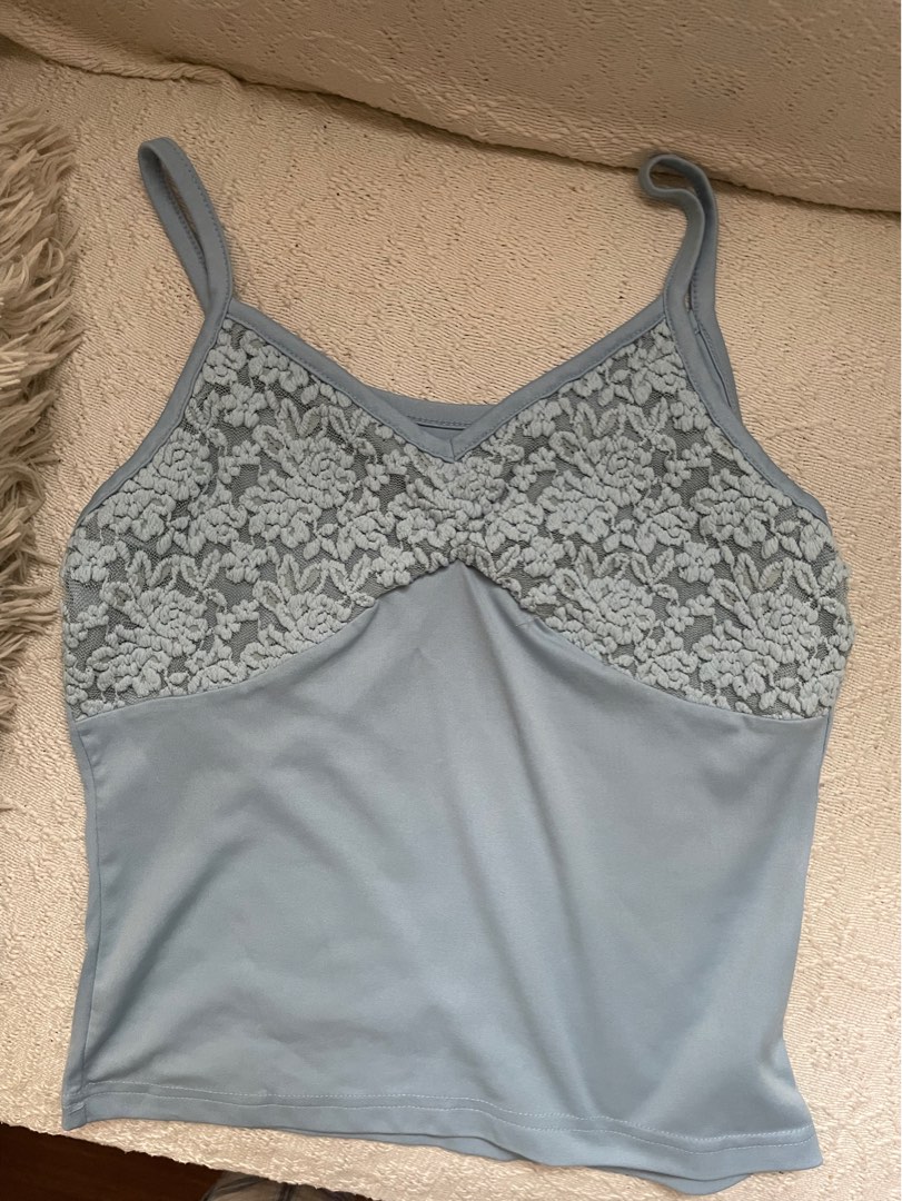 powder blue top, Women's Fashion, Tops, Sleeveless on Carousell