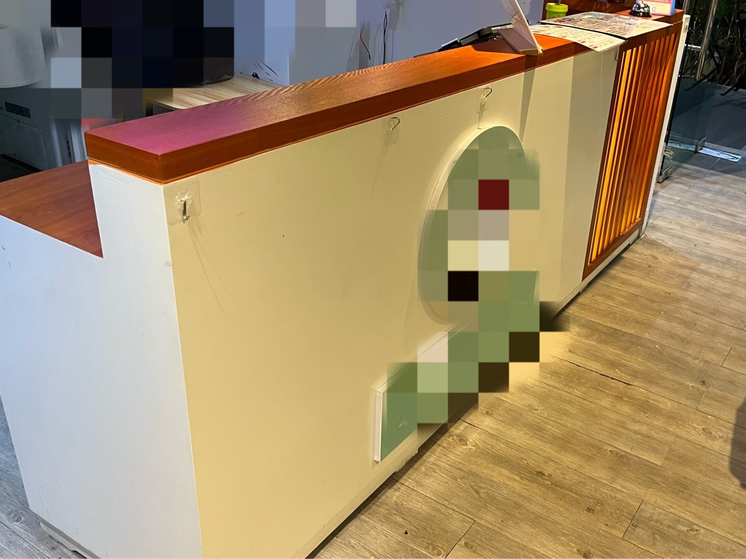 Solid Wood Cashier Table Counter 220cm, Furniture & Home Living ...