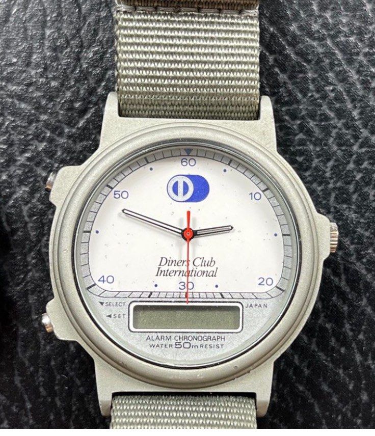 Vintage 80s Watch Japan AnaDigi Diners Club International, Men's ...
