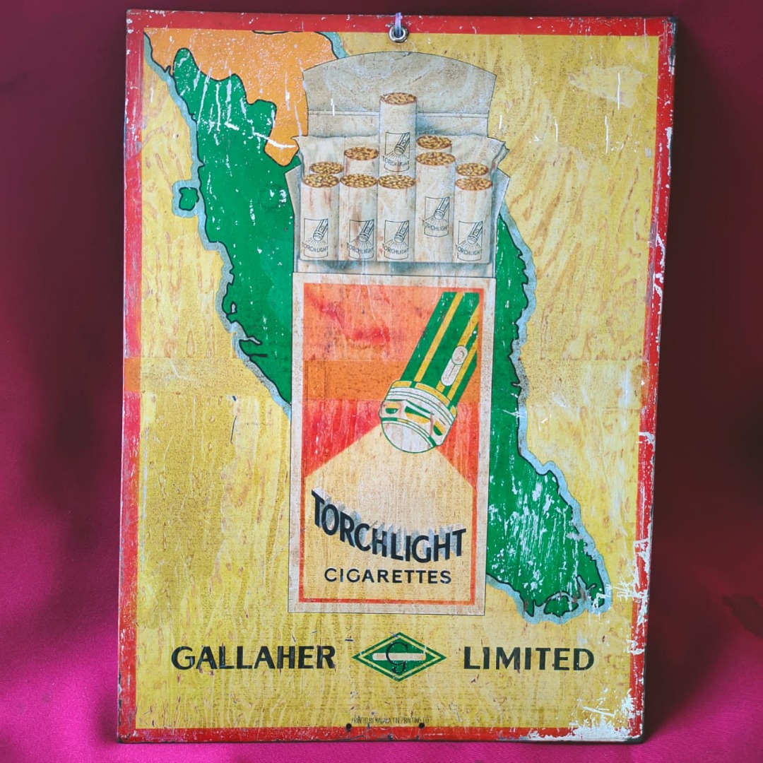 Vintage Rare Signboard – Torchlight Cigarette With Malaya Peninsular ...