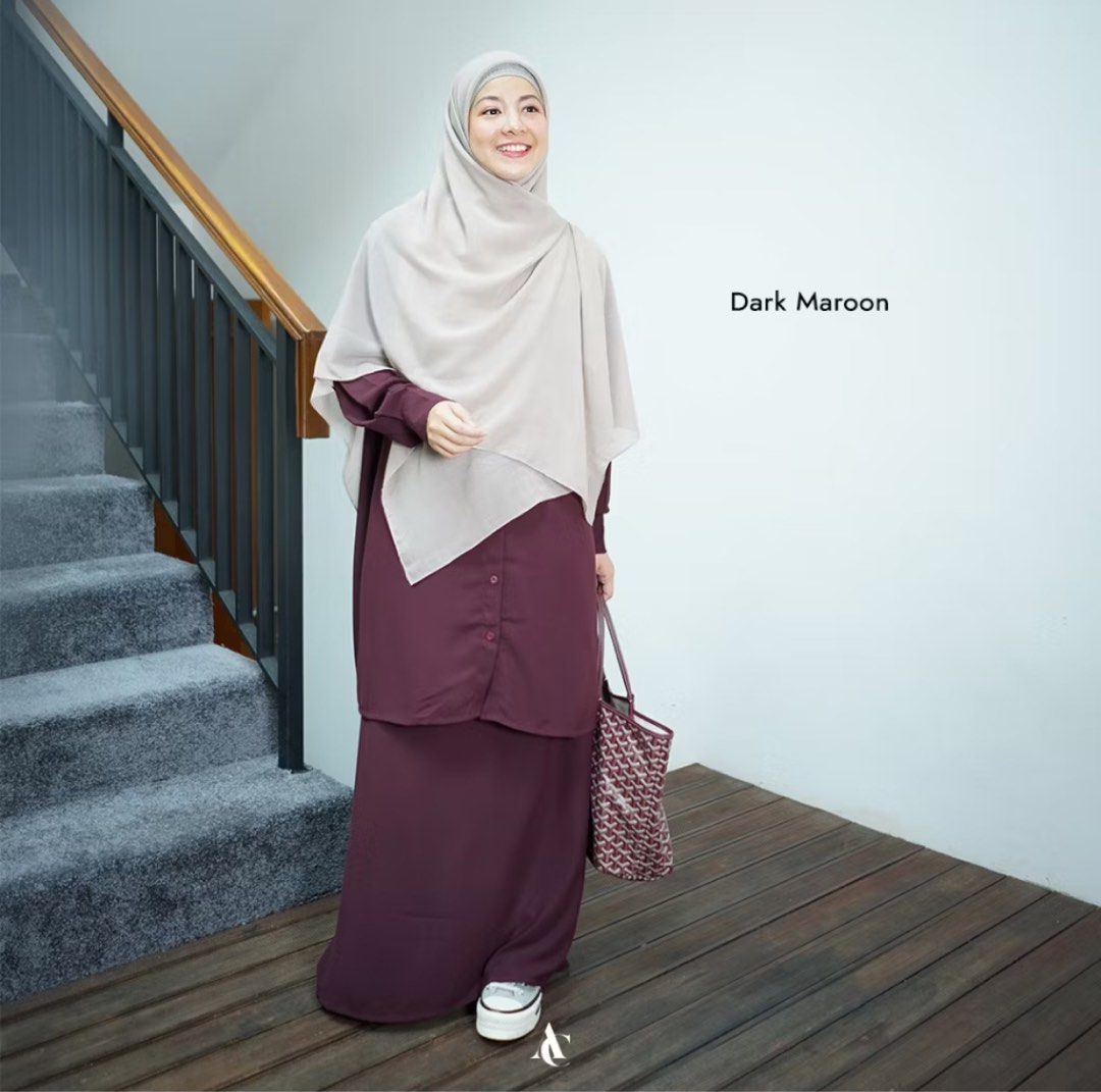 Alur Cerita Daaria Set - Dark Maroon (Mazen), Fesyen Wanita, Muslim ...