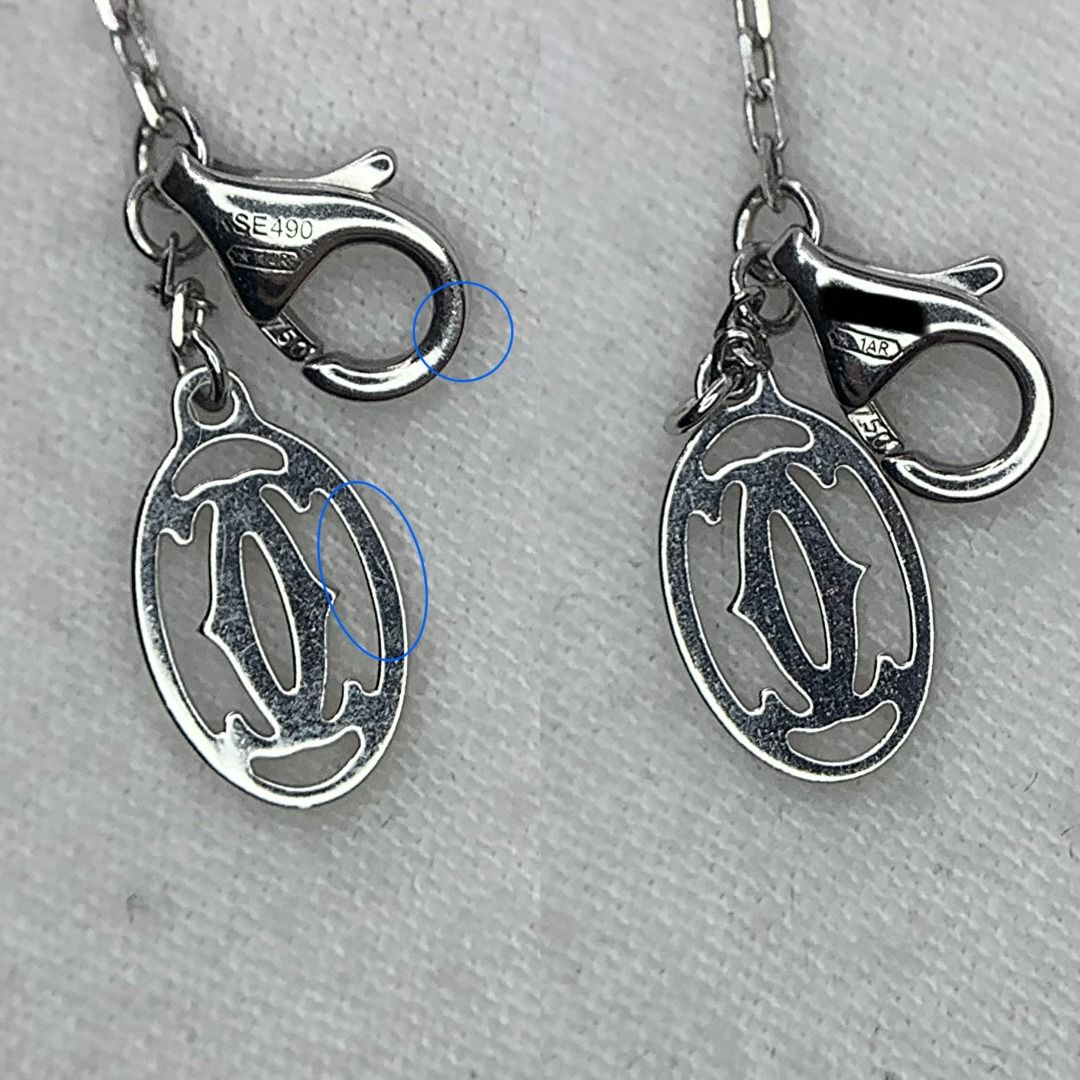CARTIER SILVER NO GUARANTEE CARD WG750 3.1G CHAIN NECKLACE 247058766 AL ...
