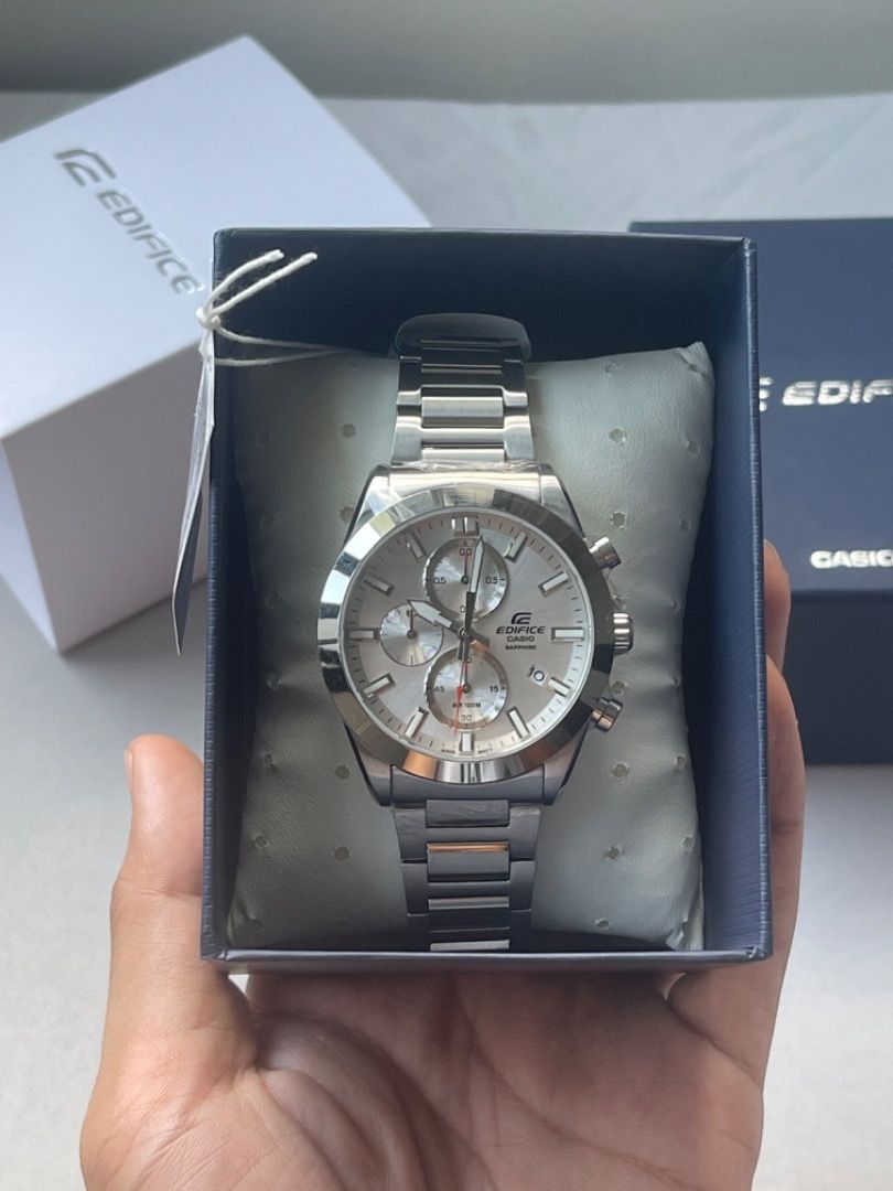Casio Edifice Silver Chrono Stainless Steel Watch For Men, Men's ...