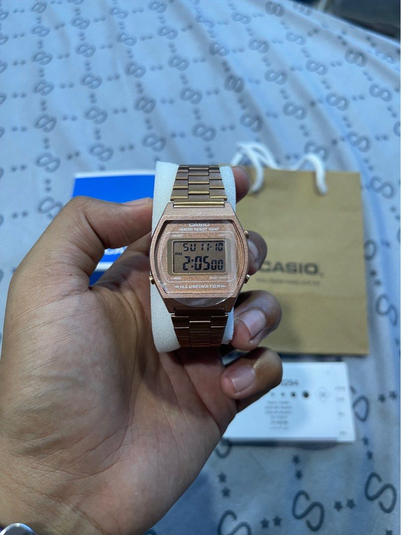 Casio Vintage B640WC-5A Rose Gold Stainless Steel Band Women Watch ...