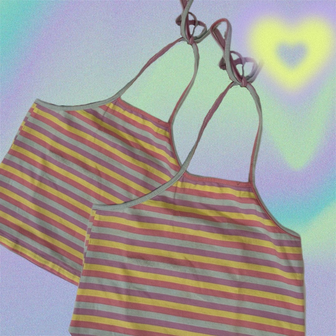 PASTEL COLOR STRIPED HALTER TOP, Women's Fashion, Tops, Sleeveless on ...