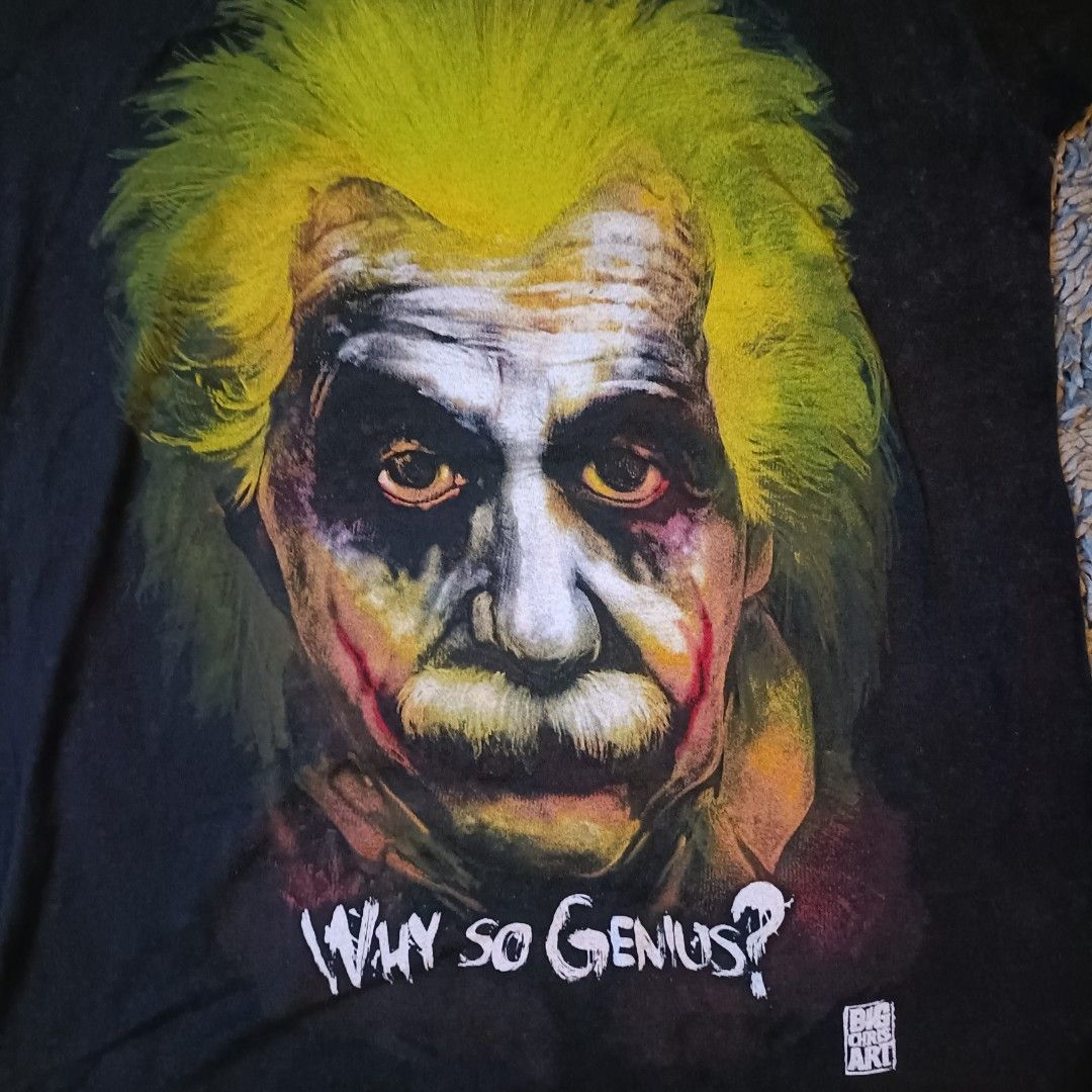 Get Down Art GDA Mens Albert Einstein Why So Genius? Joker Shirt, Men's ...