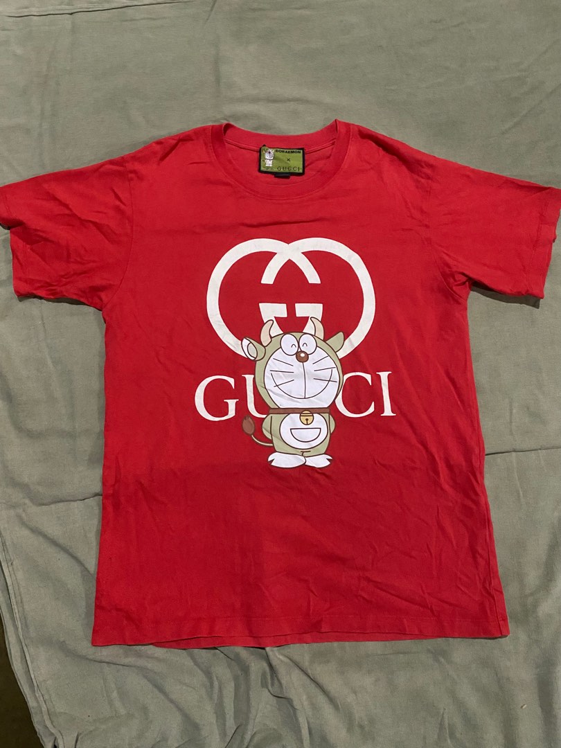Gucci X Doraemon Red Tshirt, Men's Fashion, Tops & Sets, Tshirts & Polo ...