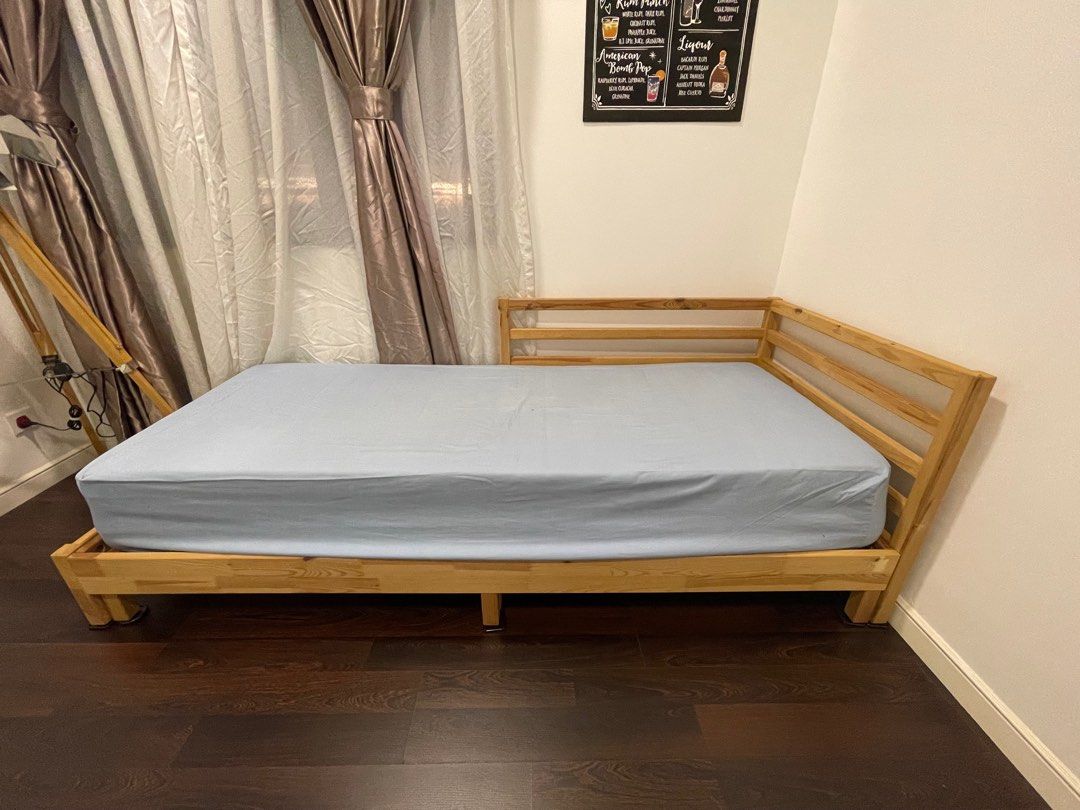 IKEA TARVA - Daybed frame pine with 2 Meistervik Mattresses, Furniture ...