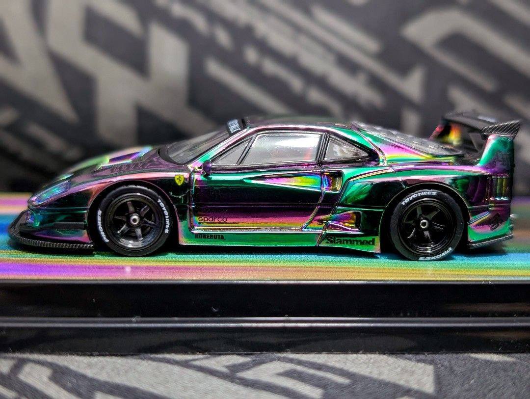 Inno64 Liberty Walk LBWK Ferrari F40 Chrome Silver CHASE CAR Hobby Expo ...