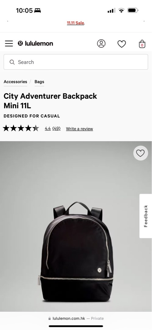 LULULEMON ORIGINAL City Adventure Backpack Mini 11L black, Women's ...