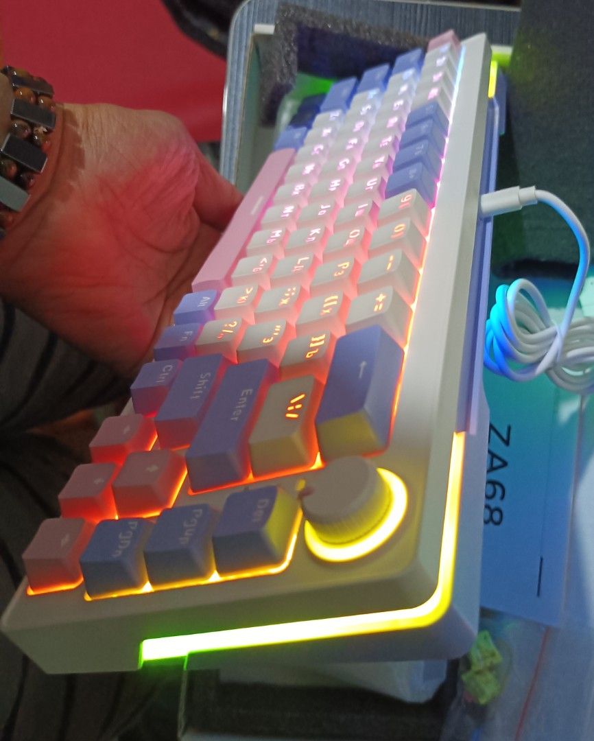 Mechanical Gaming Keyboard Backlit RGB Volume knob Hot Swappable NKRO ...