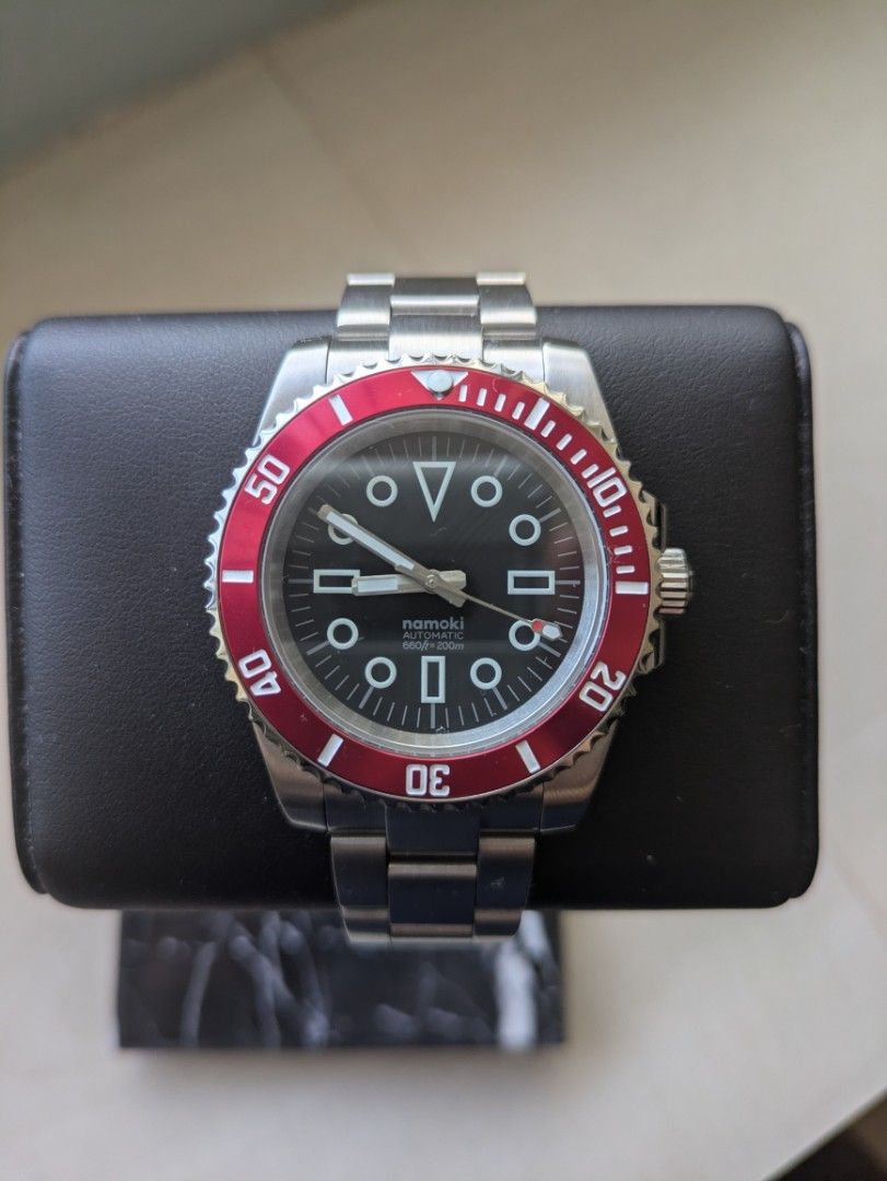 [Mod] Seiko Mod Red Bezel Submariner Automatic Dive Watch, Men's ...