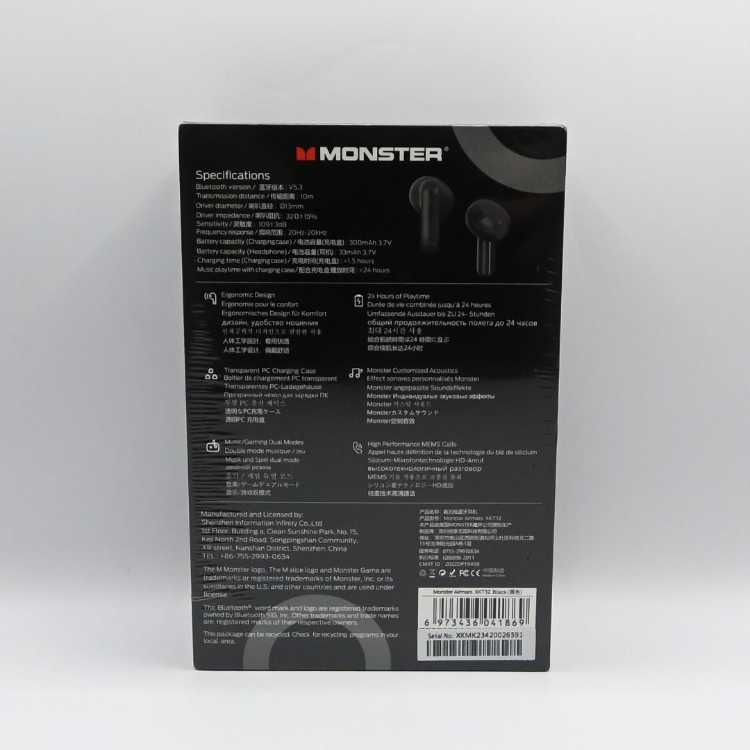 Monster Airmars XKT12 Wireless Gaming Headphones (Black Colour), Audio ...