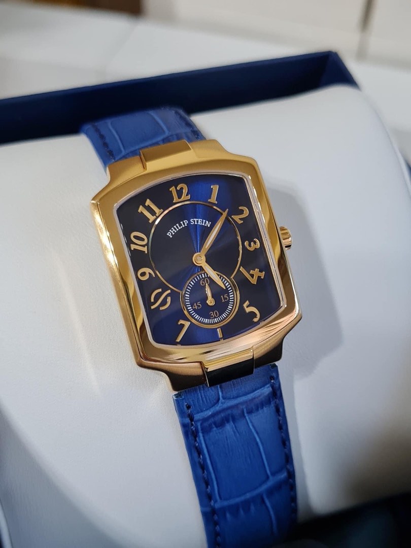 ON HAND!! Philip Stein Classic Square Blue Dial Yellow Gold, Luxury ...