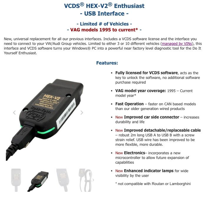 [Original] VCDS HEX-V2 Enthusiast - USB Interface 3 VIN (Volkswagen ...