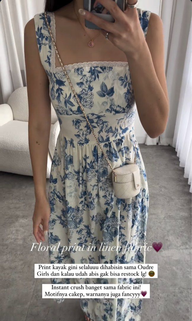 OUDRE Rowon Dress floral blue toile de jouy | Blue Natal Christmas ...