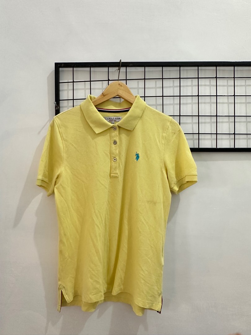 Polo Ralph Lauren uspa kuning full embos, Fesyen Wanita, Pakaian Wanita ...