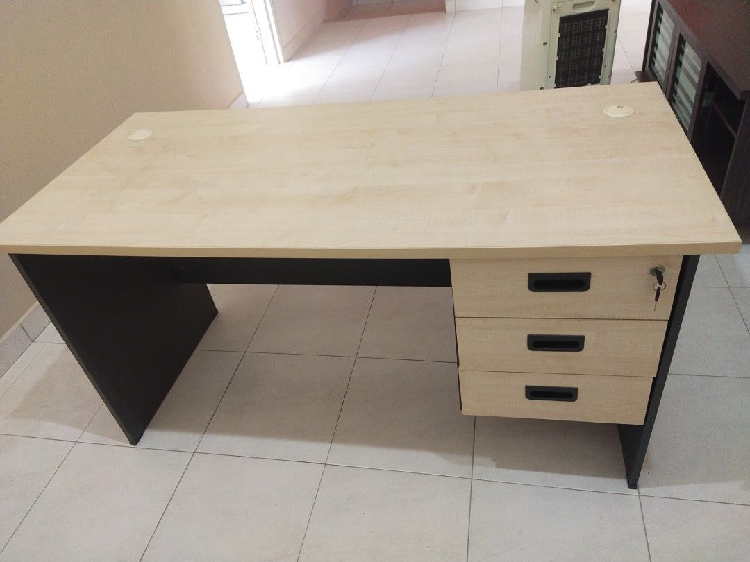 Quality Office Table/ study table with 3 drawer (solid)150cm X 70cm, Furniture & Home Living ...