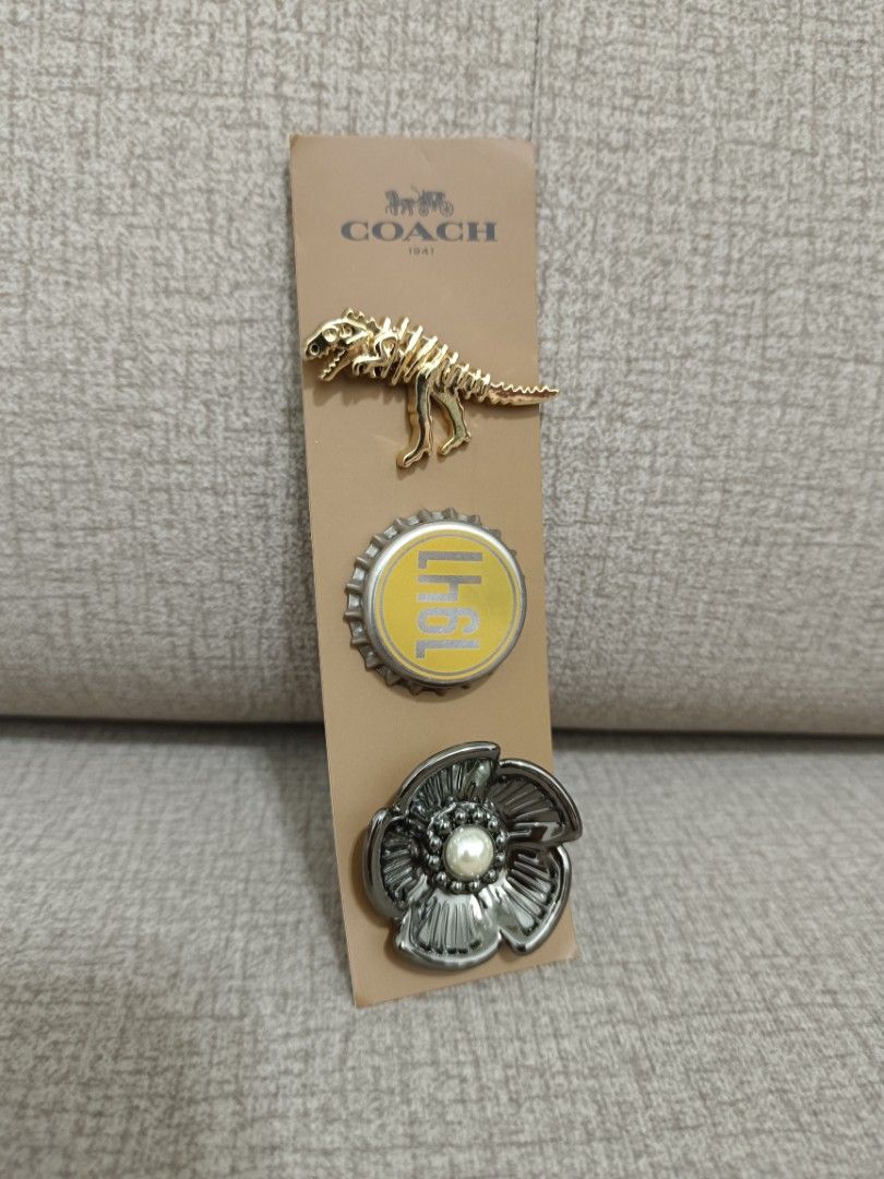 Rare Authentic Coach Rexy Gold Pin Jewelry Charm Tea Rose Pearl Bottle ...