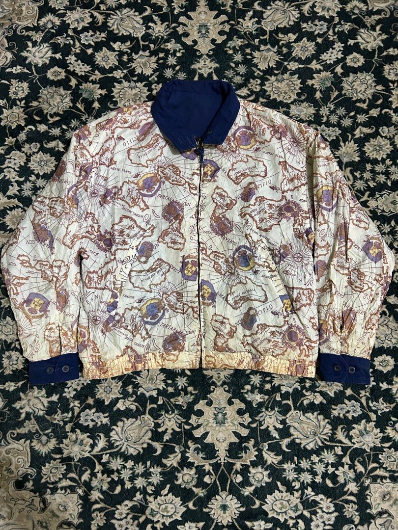 reversible map jacket, Men's Fashion, Activewear on Carousell