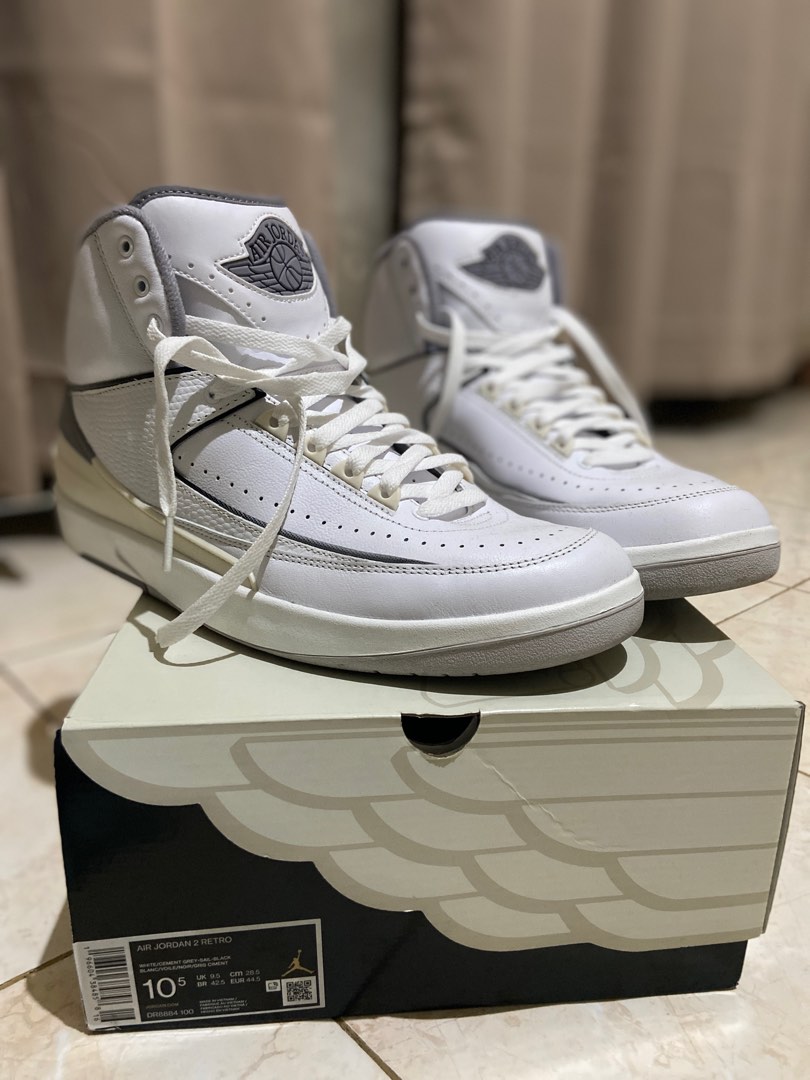 Sepatu Nike Air Jordan 2 Retro White / Cement Grey Original Preloved ...
