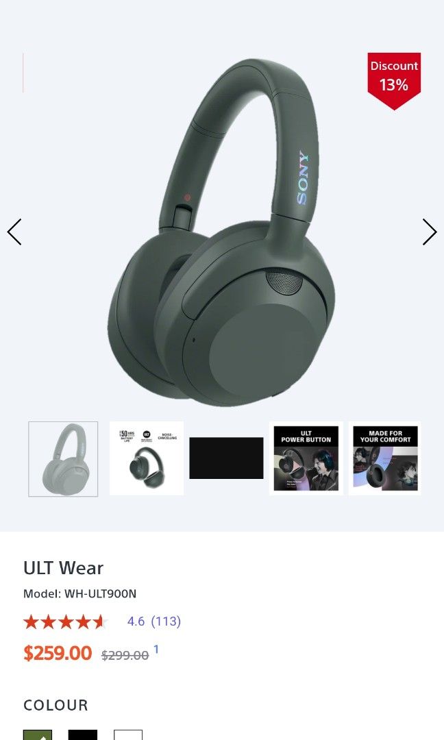 Sony ULT Wear in olive green, Audio, Headphones & Headsets on Carousell