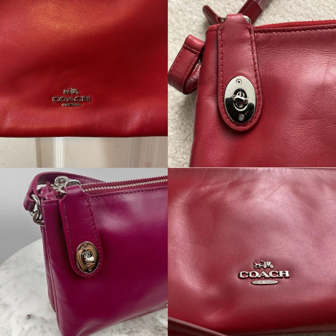 Tas Coach Lyla Double Gusset Crossbody Pebble Leather Sling Bag, Fesyen ...