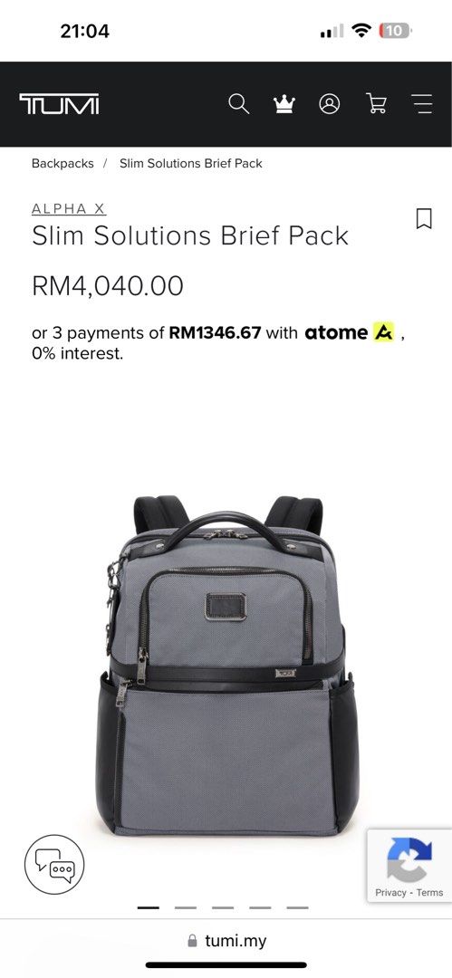 Authentic TUMI Alpha X Slim Solutions Brief Pack, Men's Fashion, Bags, Backpacks on Carousell