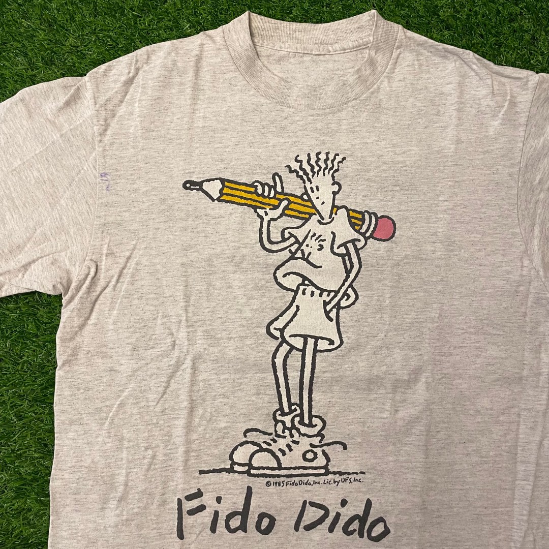 Vintage 1985 Fido Dido Solo Pencil Mega Print Cartoon Tee, Women's ...