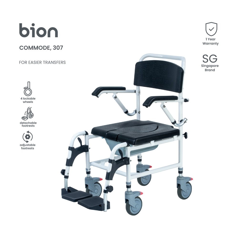 [02431] Bion Commode 307 | Removable Seat Cover Detachable Footrests ...