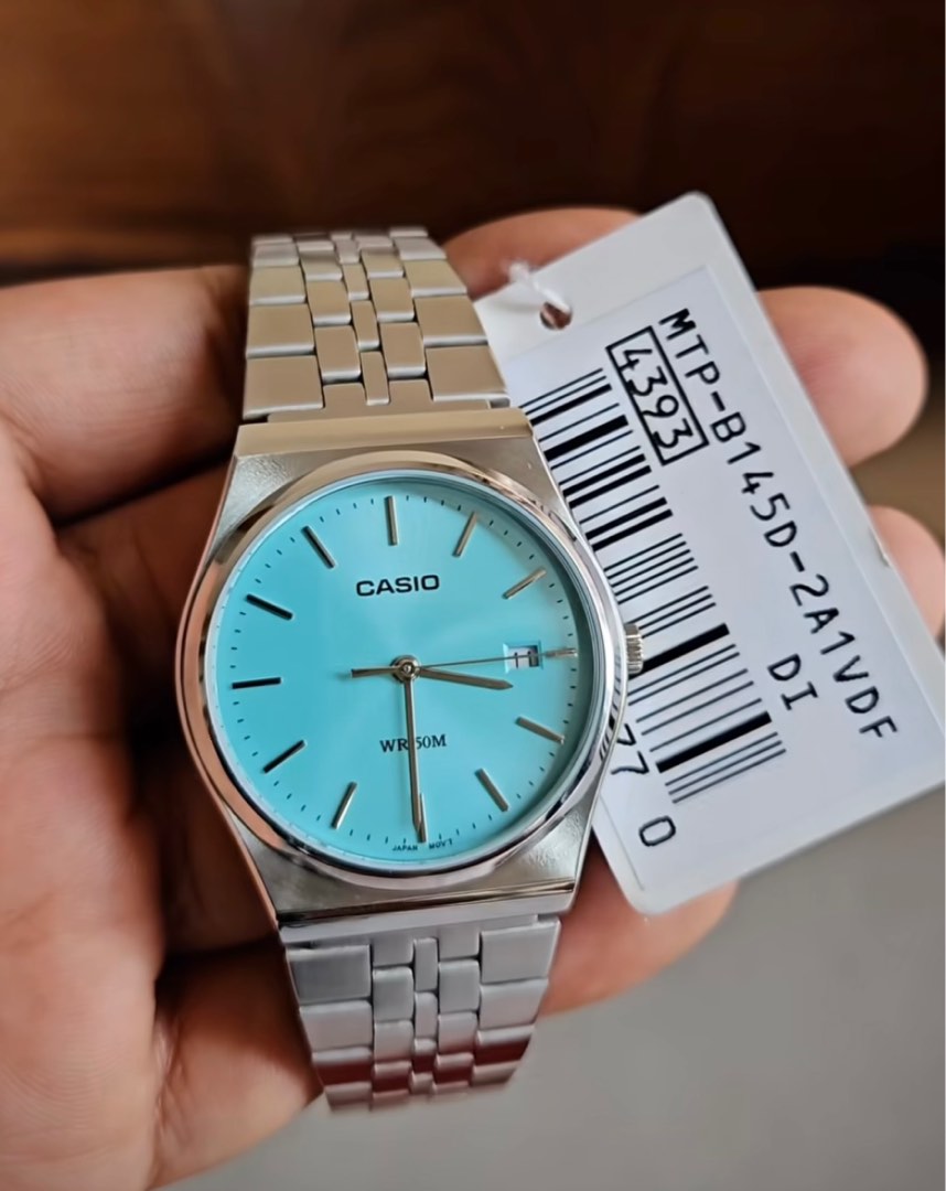 Casio MTP-B145D Tiffany Blue, Men's Fashion, Watches & Accessories ...