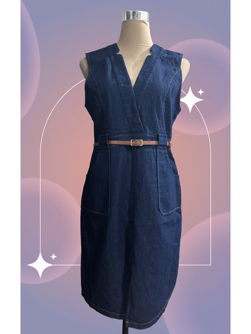 Dark Denim midi maong dress, Women's Fashion, Dresses & Sets, Dresses ...