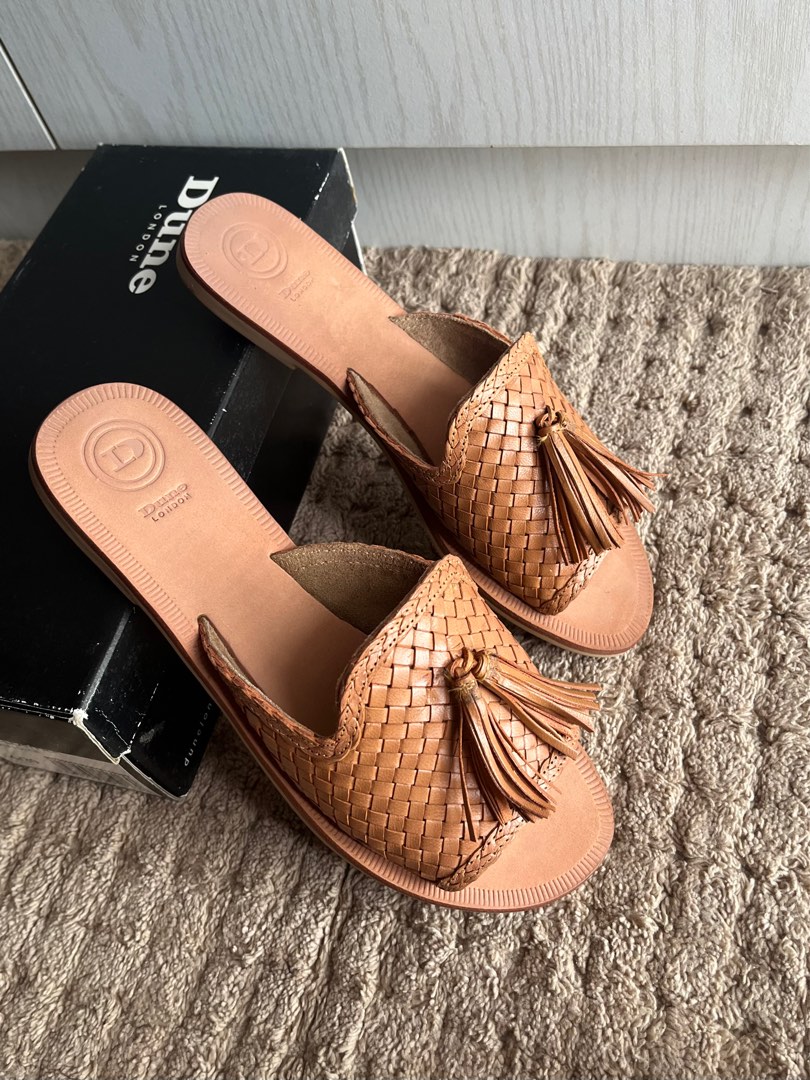 Authentic Dune Woven Leather Slides/ Flats, Women's Fashion, Footwear ...