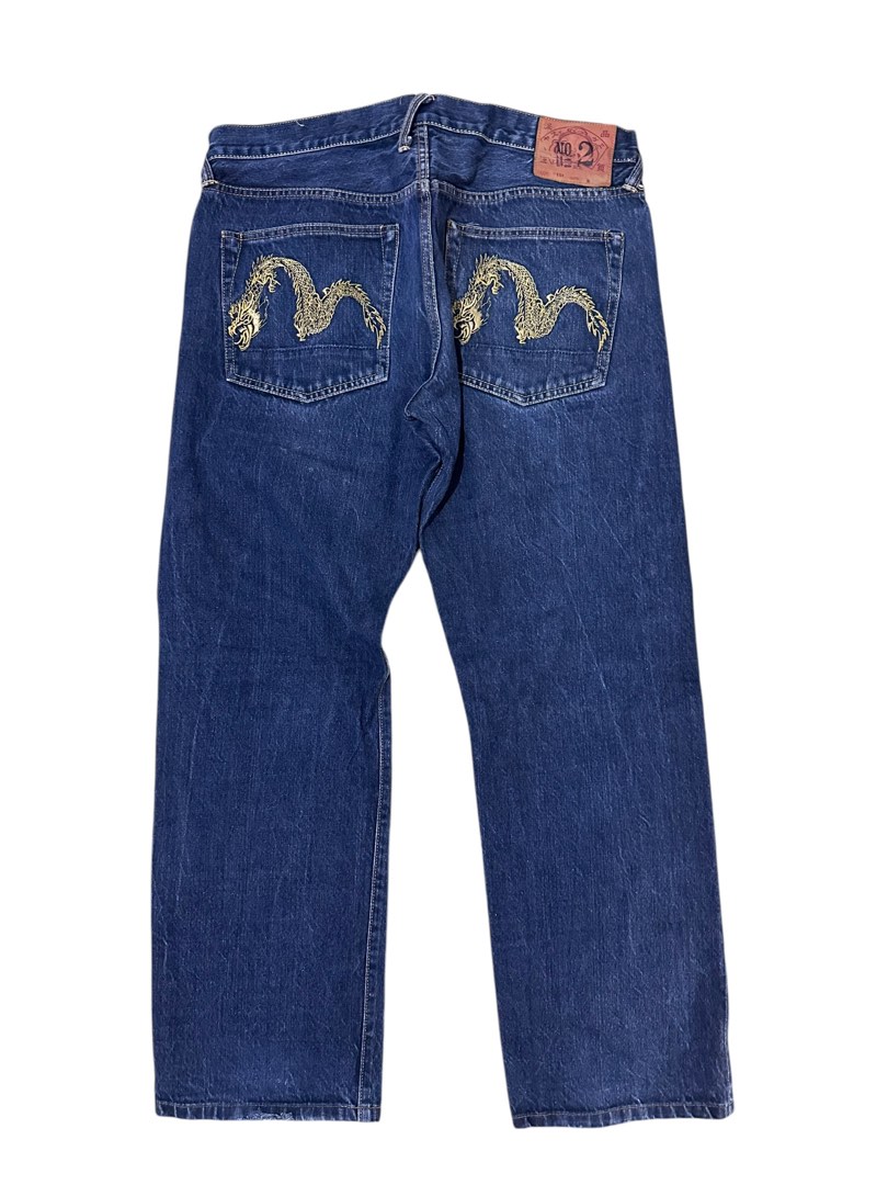 EVISU | Embroidered Dragon Seagull Selvedge Jeans, Men's Fashion ...