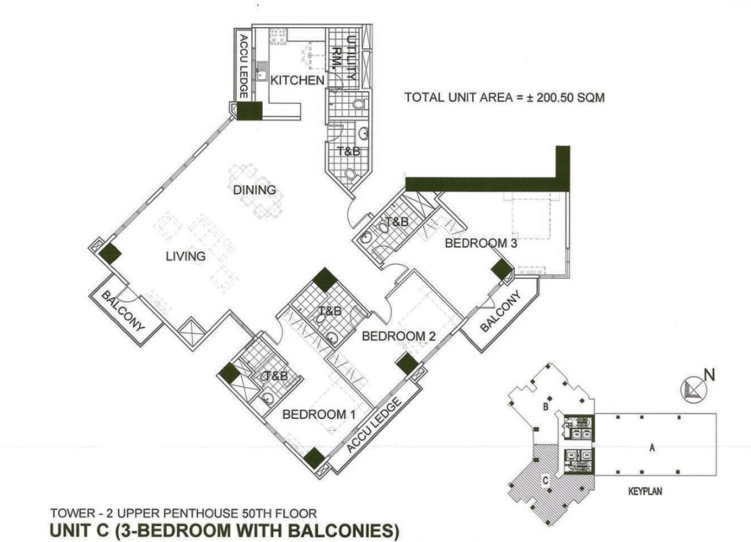 FOR SALE: The Trion Tower 2 - Upper Penthouse Unit, 200.50 Sqm., 2 ...