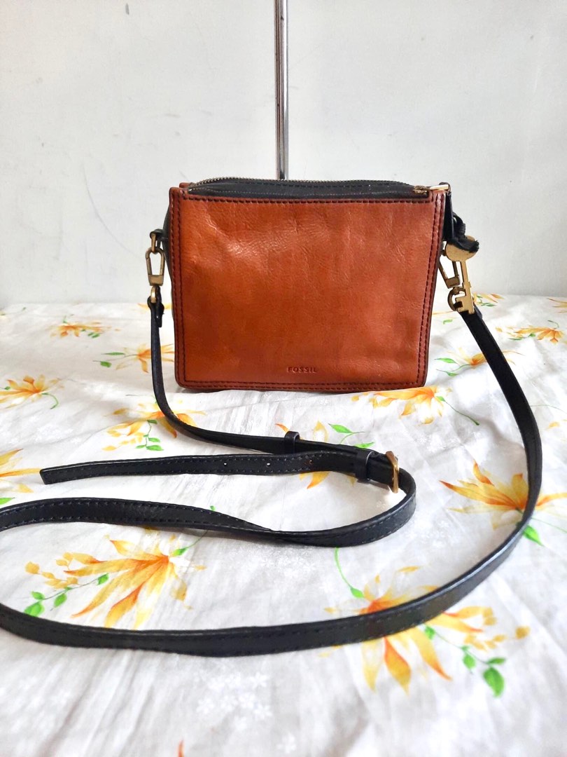 FOSSIL 2tone leather cross bidy sling bag, Women's Fashion, Bags ...