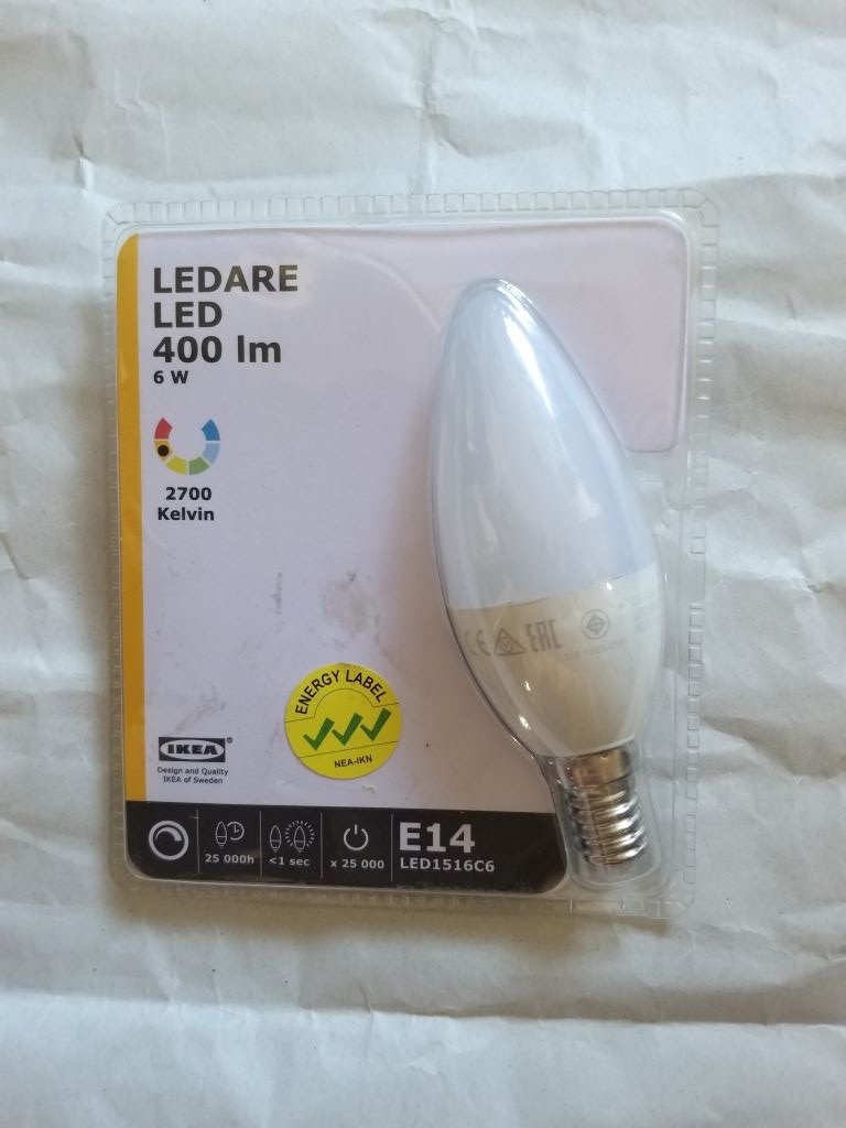 IKEA LEDARE LED bulb E14 400 lumen 6W, Furniture & Home Living ...