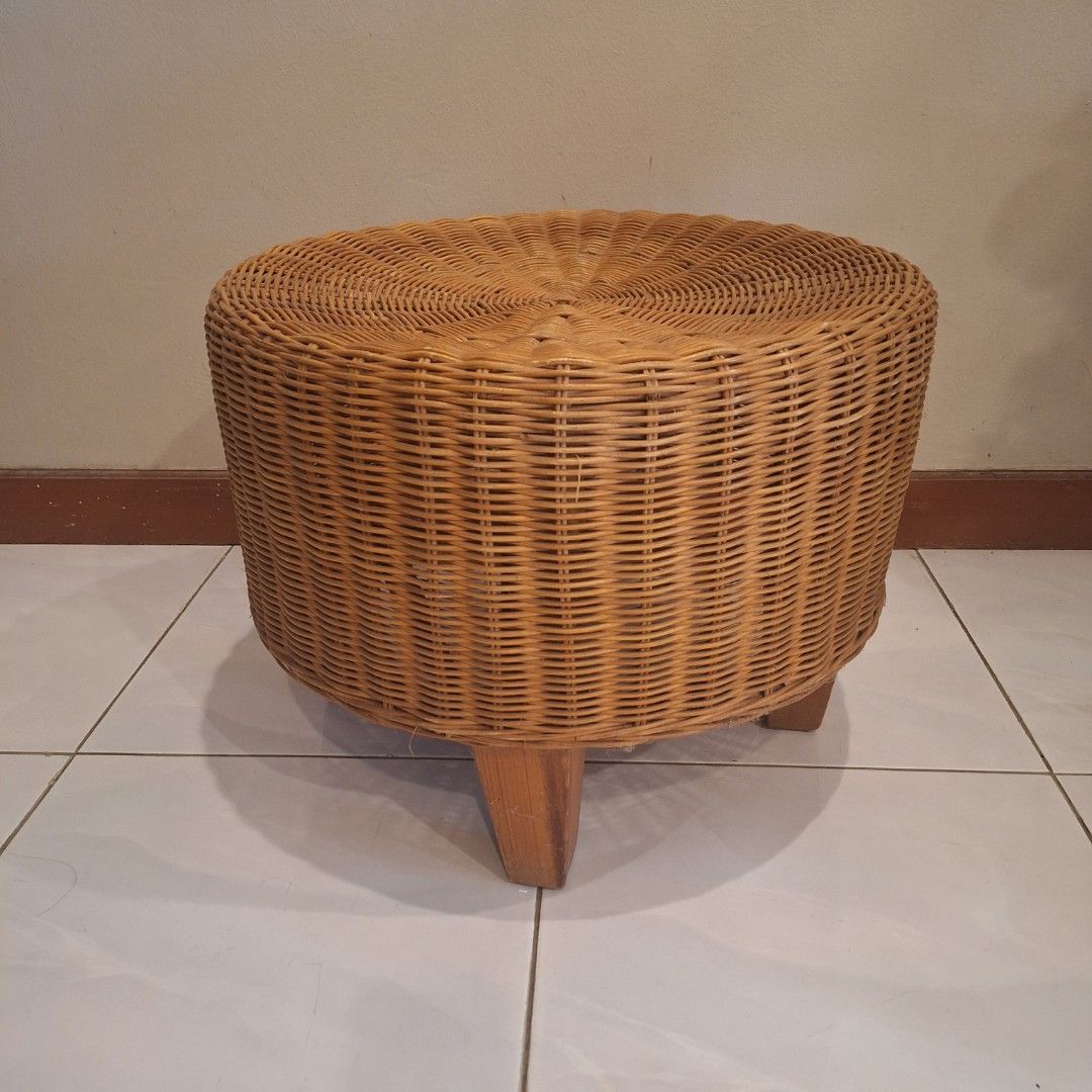 IKEA RATTAN STOOL, Furniture & Home Living, Furniture, Chairs on Carousell