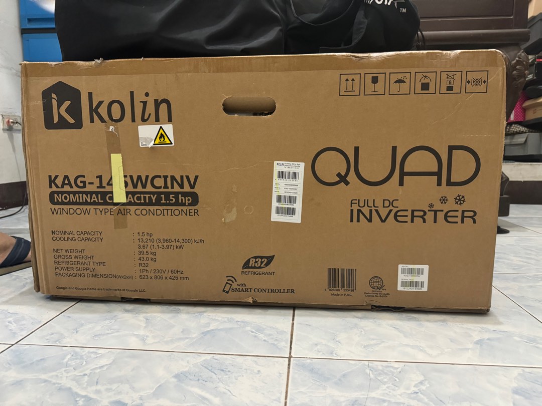 Kolin Inverter Window Type 1.5HP, TV & Home Appliances, Air ...