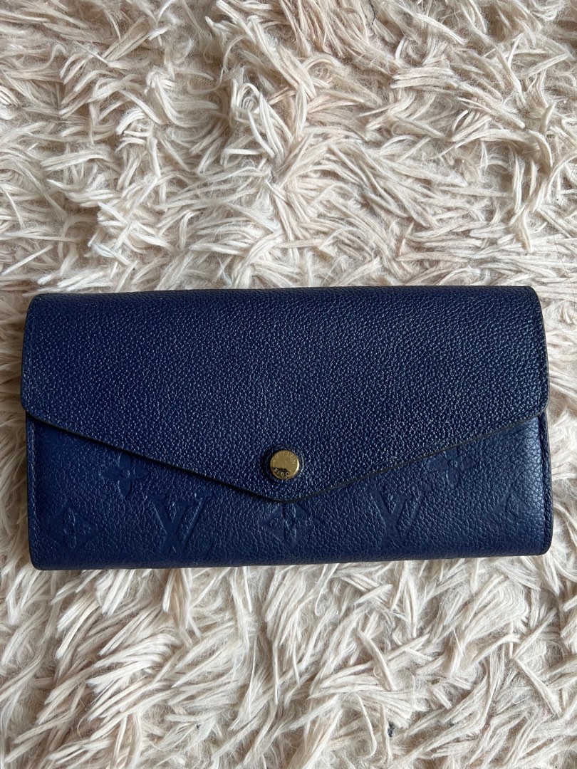LV Monogram Empreinte Leather Long Wallet Blue, Luxury, Bags & Wallets ...