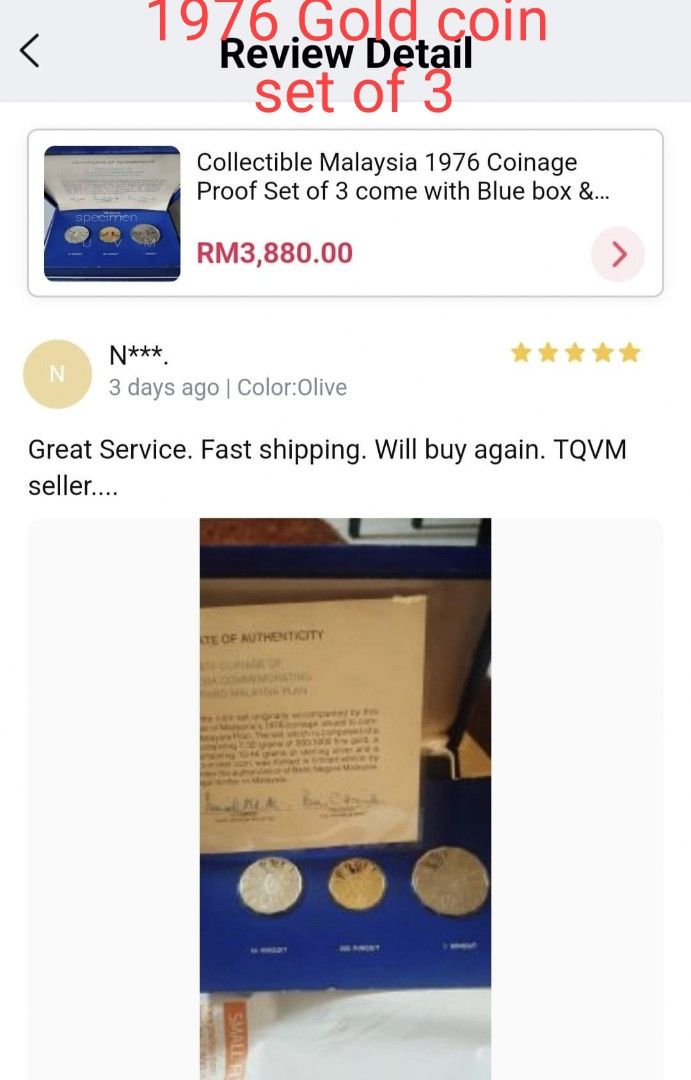 Malaysia Gold Coin M$250 of 30th Anniversary of Merdeka 1957-1987 ...