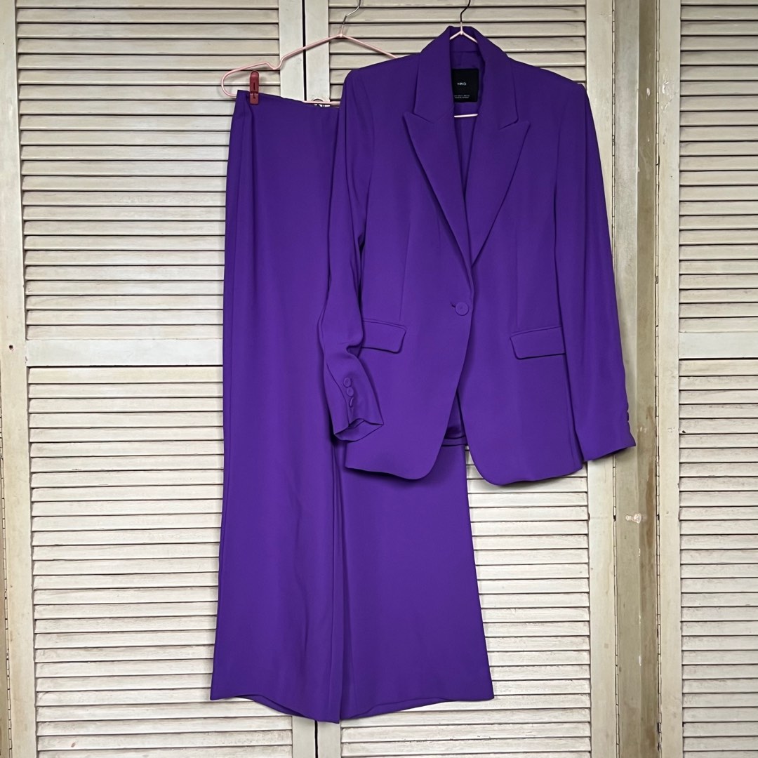 Mango/MNG Violet Blazer and Pants Set/Power Suit, Women's Fashion ...