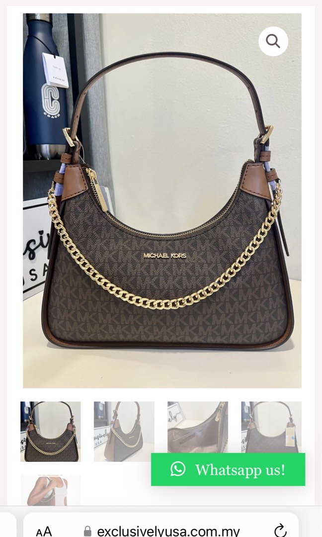 Michael Kors Wilma Medium Shoulder Bag in Signature Brown, Luxury, Bags & Wallets on Carousell