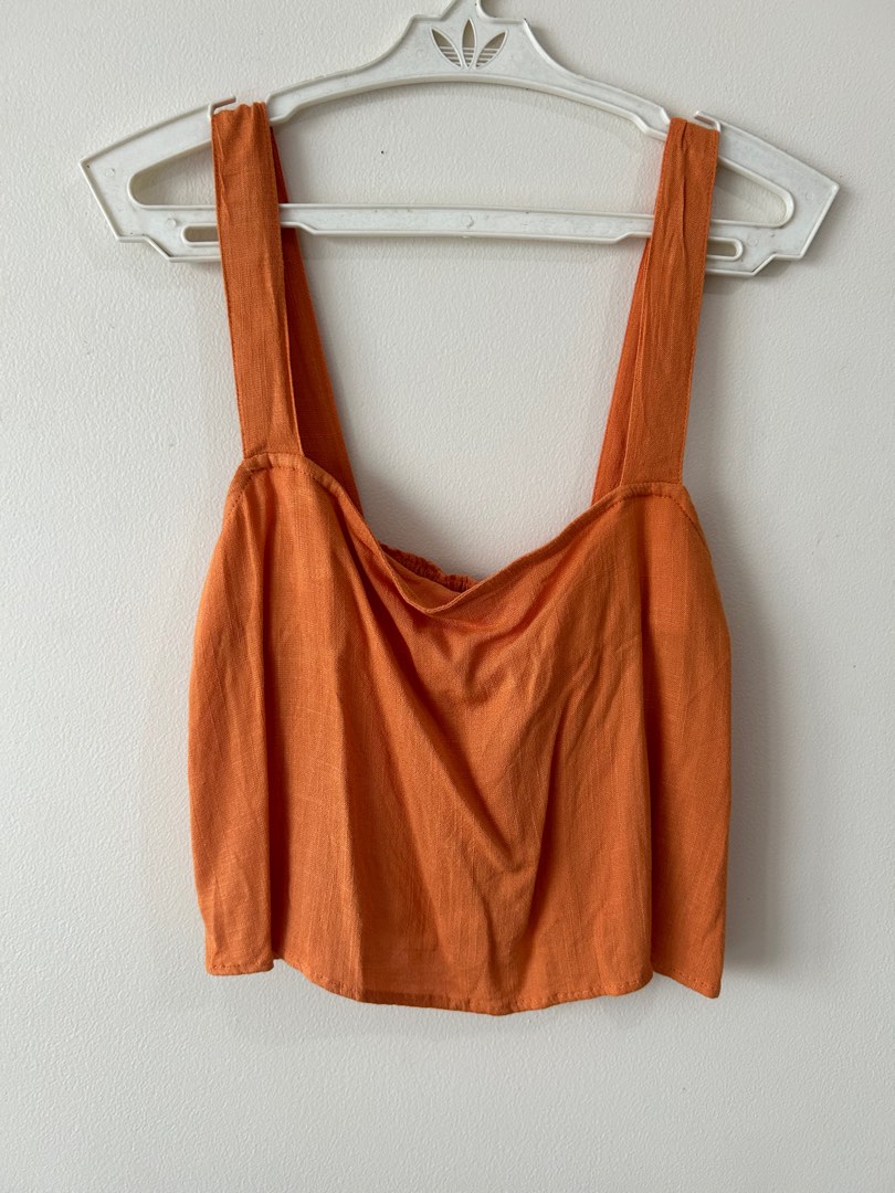 Nita Clothing Orange Coords Crop Top and Midi Skirt, Women's Fashion ...