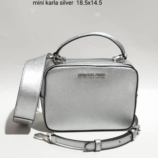 [ORIGINAL] Michael Kors - mini karla silver camera bag, Women's Fashion ...