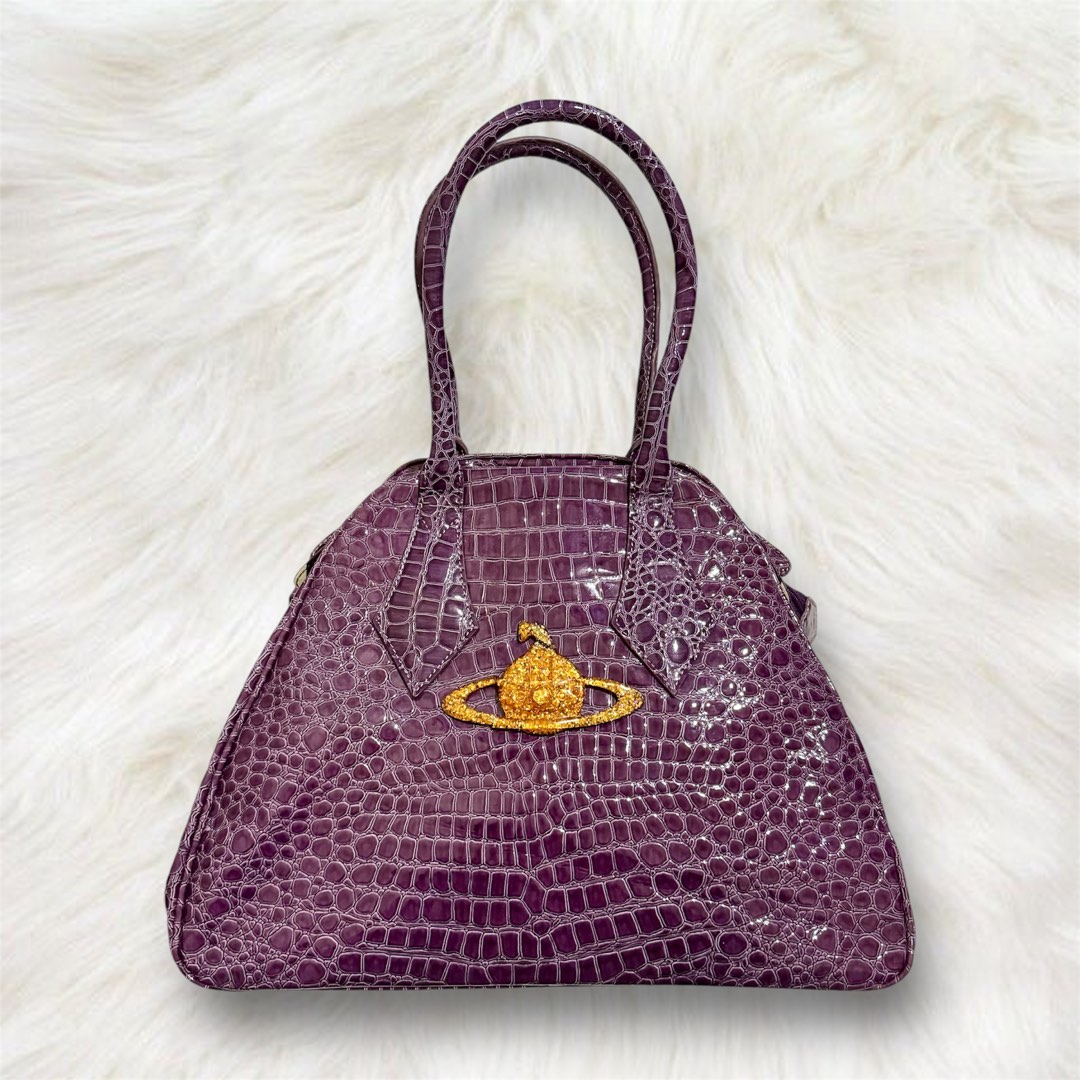 RARE VIVIENNE WESTWOOD PURPLE ORB YASMIN CROCO / tas vvw viviene thrift ...
