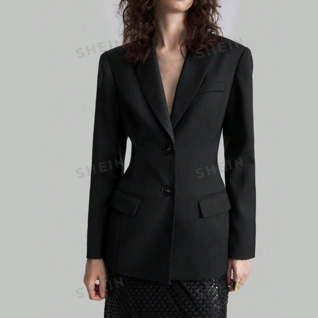 [RENT/ SEWA] ONTRE Blazer Cinched Waist Fit Suit Coat Black Office Formal For Presentation ...
